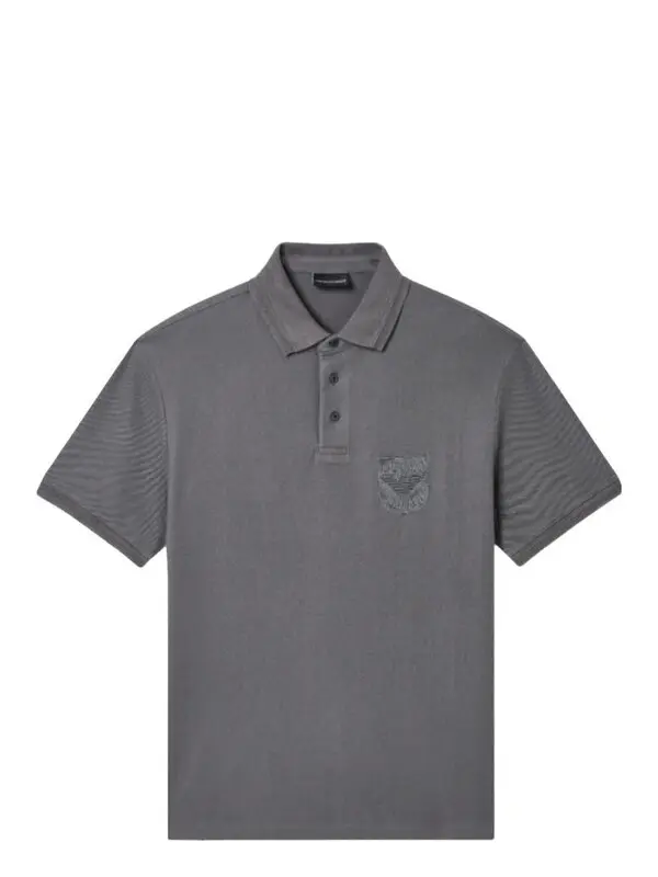 Emporio Armani Embroidered Polo Shirt - Grey