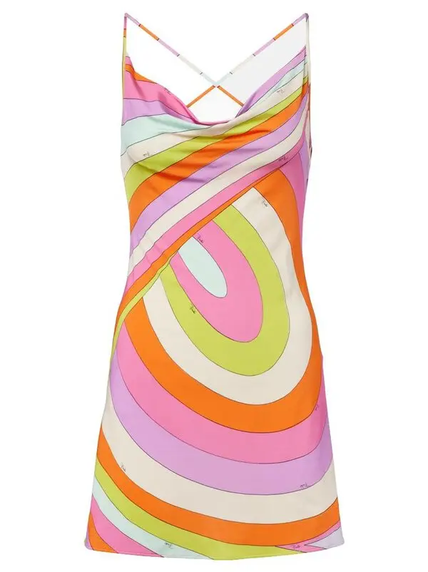 Emilio Pucci Draped Satin Jersey Minidress - Multicoloured