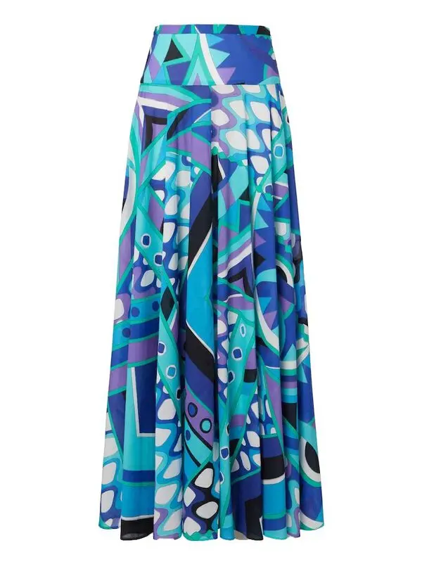 Emilio Pucci Vivara Cotton Maxi Skirt - Blue
