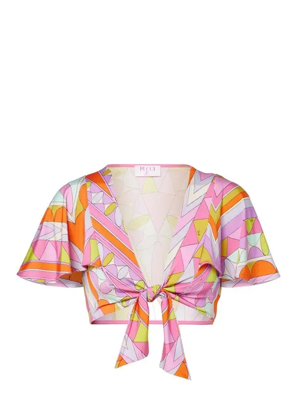 Emilio Pucci Angoli Jersey Satin Crop Top - Multicoloured