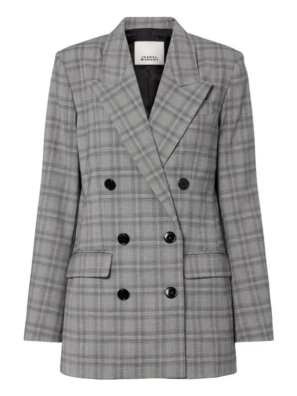 Isabel Marant Étoile Jevima Prince Of Wales Check Wool-blend Blazer - Grey