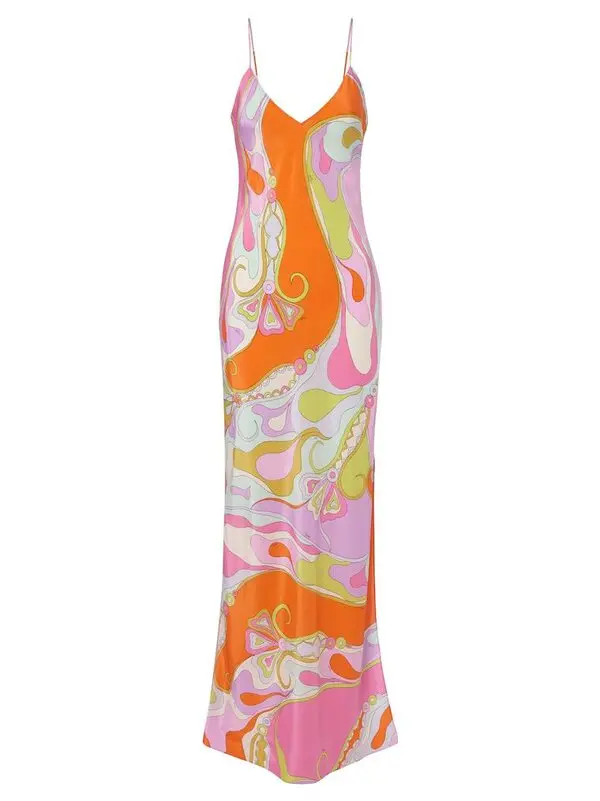 Emilio Pucci Orchidee Silk Twill Maxi Dress - Multicoloured