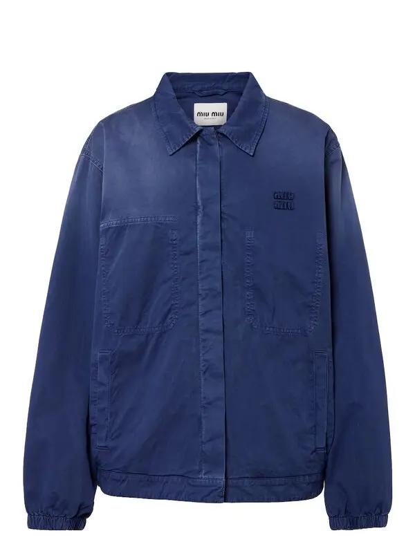 Miu Miu Cotton Twill Blouson Jacket - Blue