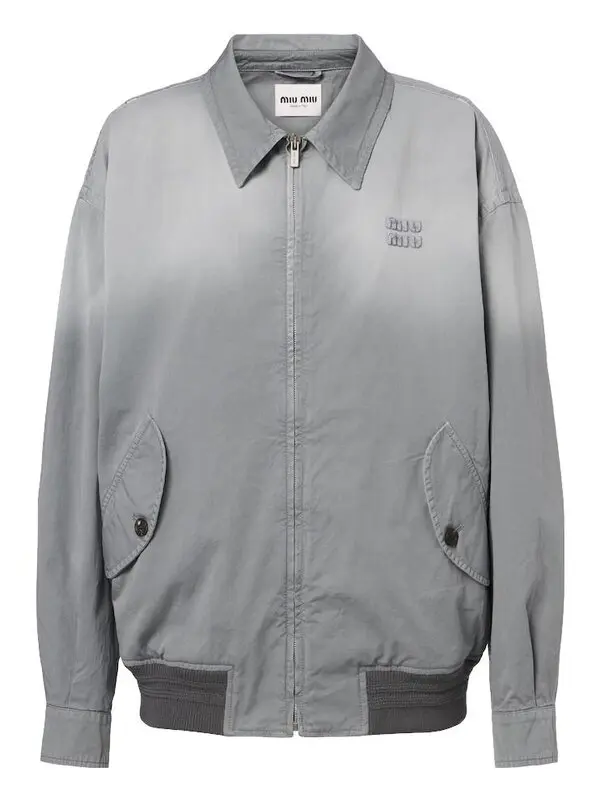Miu Miu Cotton Twill Blouson Jacket - Grey