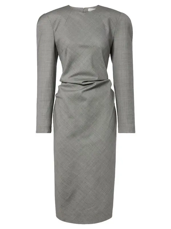 Magda Butrym Wool Midi Dress With Tie Detail - Grey