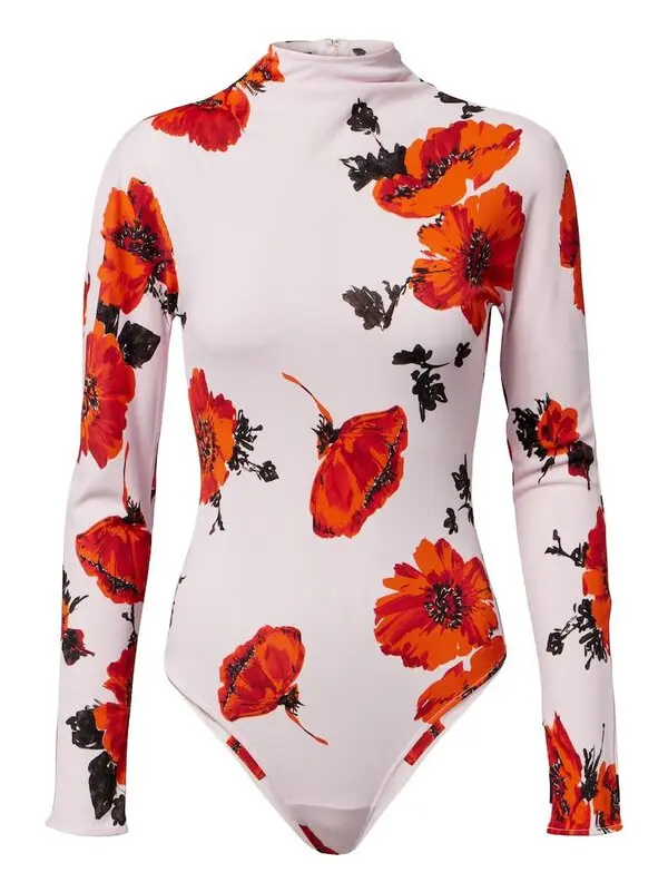 Alaïa Floral Jersey Bodysuit - Pink
