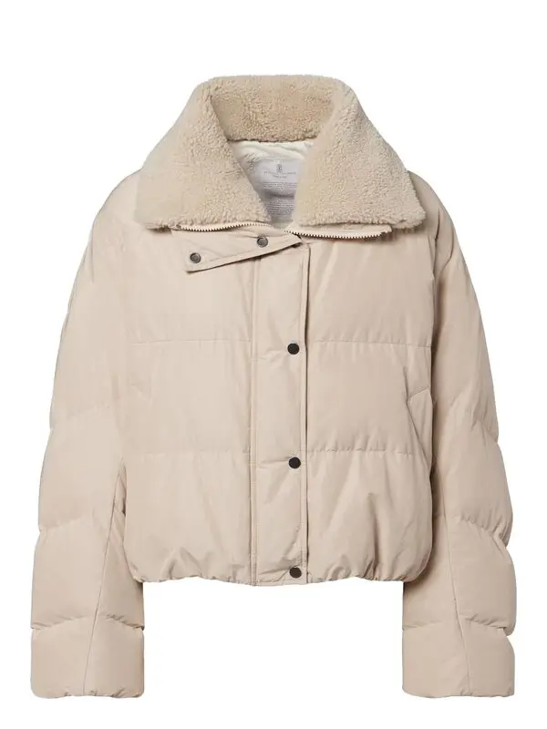 Brunello Cucinelli Shearling-trimmed Down Jacket - Beige