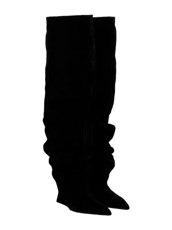 Balmain Suede Over-the-knee Boots - Black