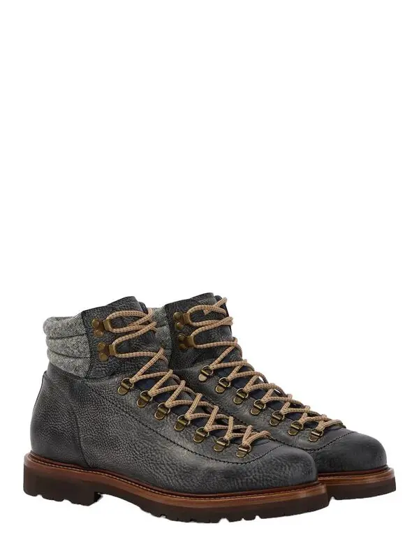 Brunello Cucinelli Leather Lace-up Boots - Blue