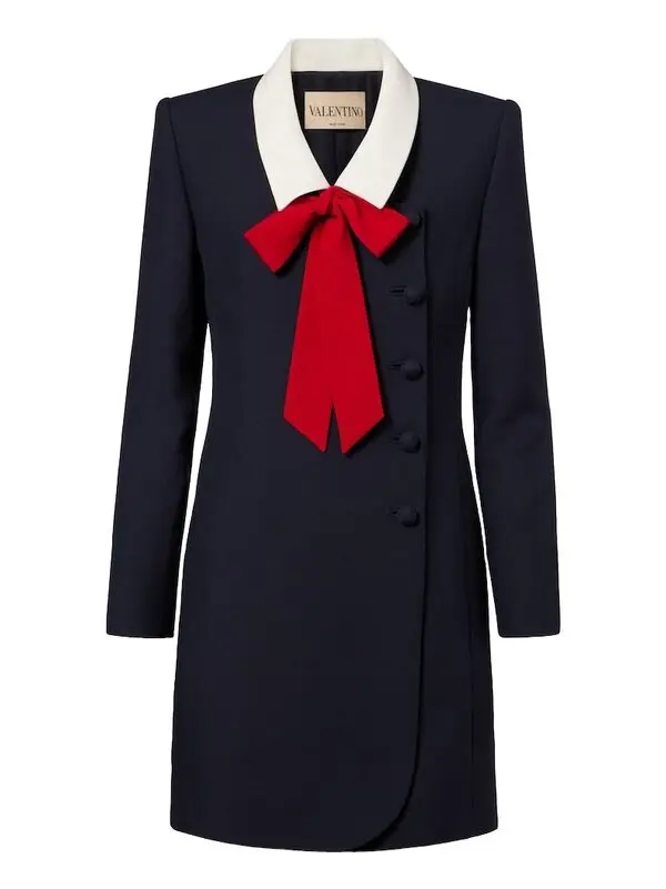 Valentino Garavani Crepe Couture Tie-neck Minidress - Blue