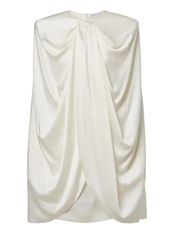 Stella McCartney Draped Cape Effect Mini Dress - White