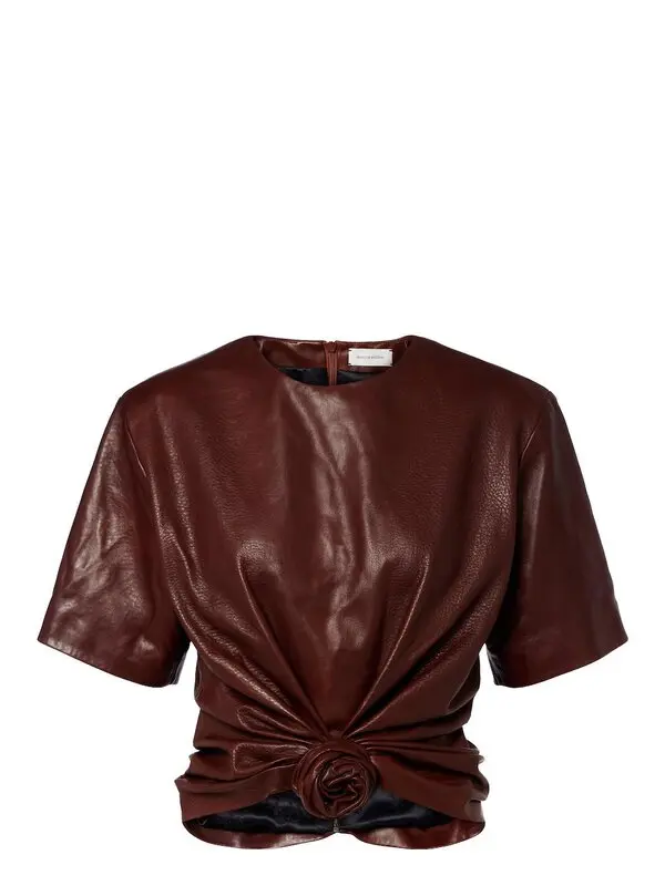 Magda Butrym Cropped Leather Top - Brown