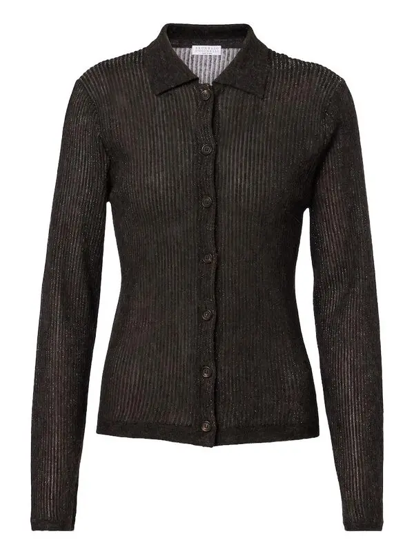 Brunello Cucinelli Silk And Wool Blend Top - Brown