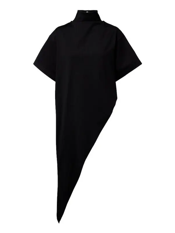 Alaïa Asymmetric Cotton Jersey T-shirt - Black