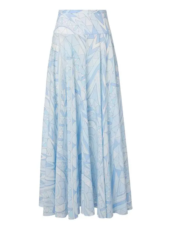 Emilio Pucci Angoli Cotton Maxi Skirt - Blue