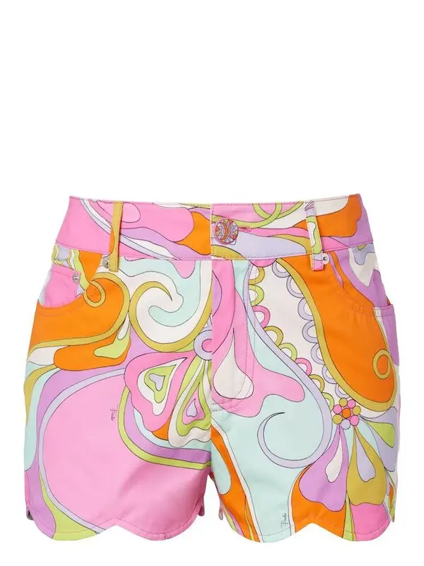 Emilio Pucci Orchidee Scalloped Cotton Shorts - Multicoloured