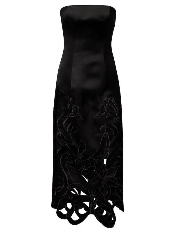 LEO LIN Rayna Floral-applique Bustier Gown - Black
