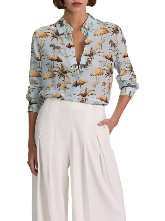Alice + Olivia Willa Print Silk Shirt - Untamed