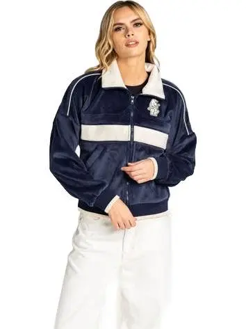 THE WILD COLLECTIVE Chicago Cubs Velvet Corduroy Full-zip Jacket - Navy