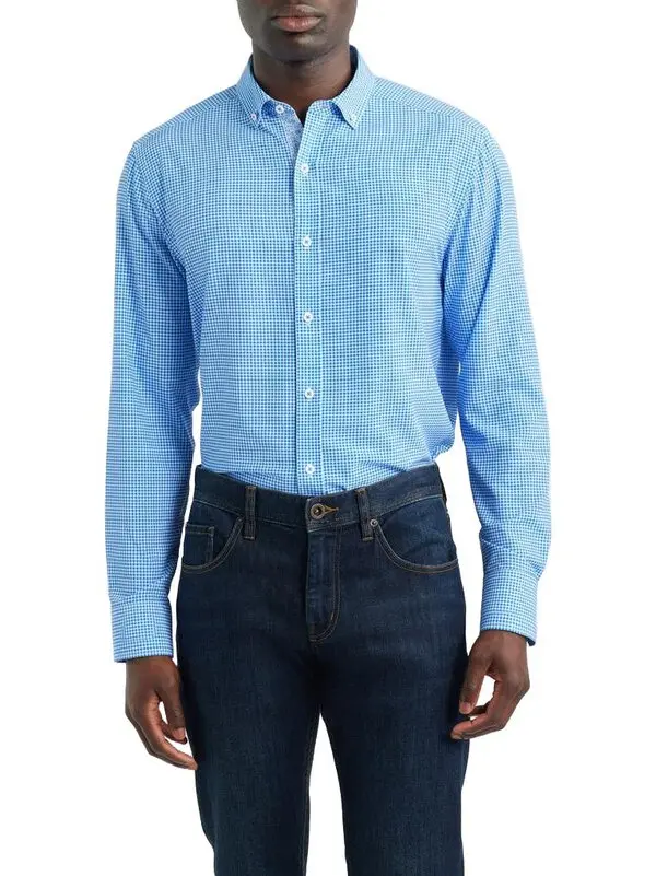 Johnston & Murphy Xc+™ Performance Game Day Gingham Button-up Shirt - Royal