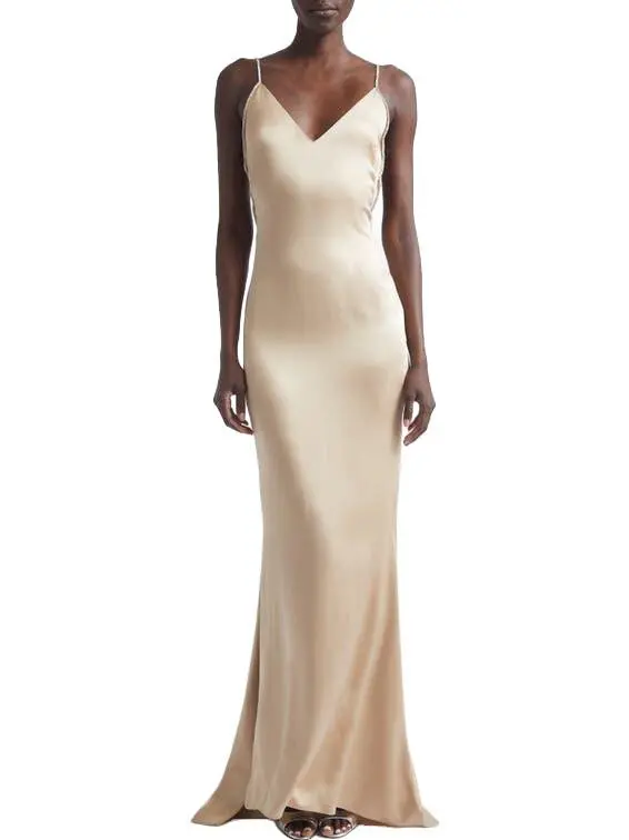 TOM FORD Crystal Chain Satin Gown - Beige/crystal