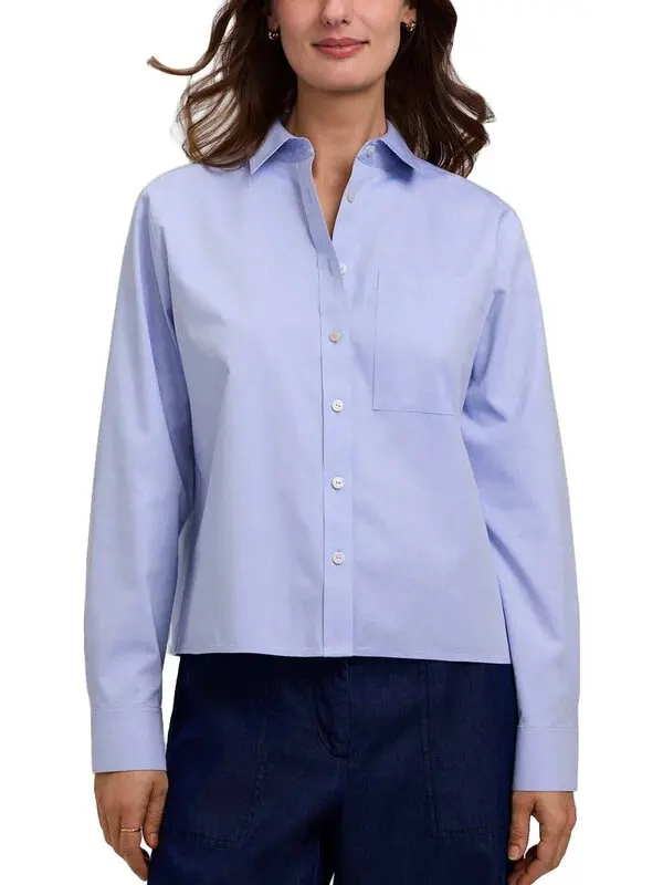 Foxcroft Jodie Cotton Button-up Shirt - Blue Wave
