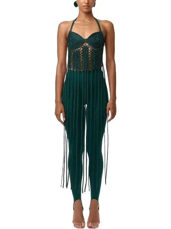 Naked Wardrobe Fringe Halter Top - Jade