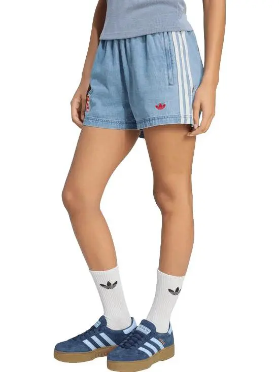 Adidas Striped Denim Shorts - Light Blue