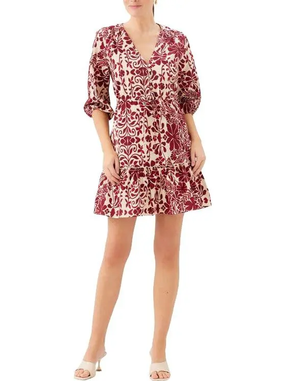 Fifteen Twenty Printed Cotton Mini Dress With Tie Waist - Print