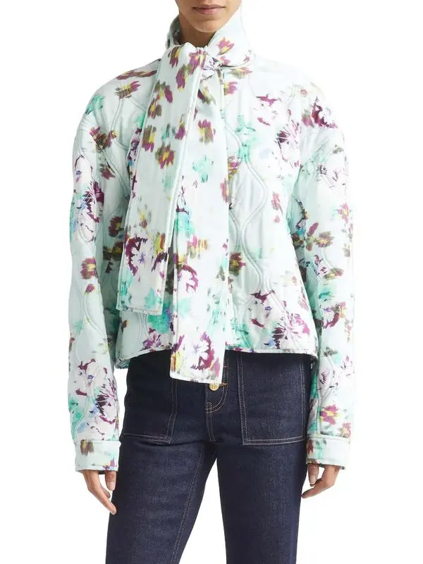 Ulla Johnson Lilith Quilted Silk Jacket With Removable Scarf - Oasis