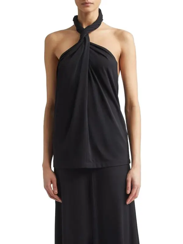TOTEME Twisted Jersey Halter Top - Black