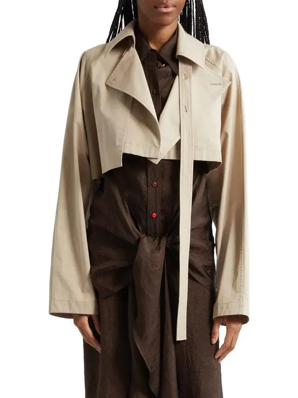 Ossou Maeve Crop Trench Coat - Fawn