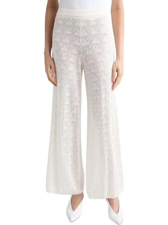 Loulou De Saison Seashell-patterned Pointelle Knit Pull-on Pants - Ivory