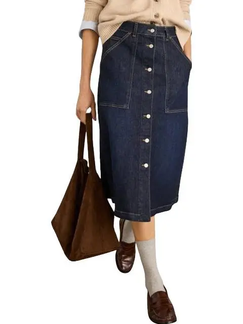 BAUKJEN Bobbie Stretch Denim Midi Skirt - Dark Indigo