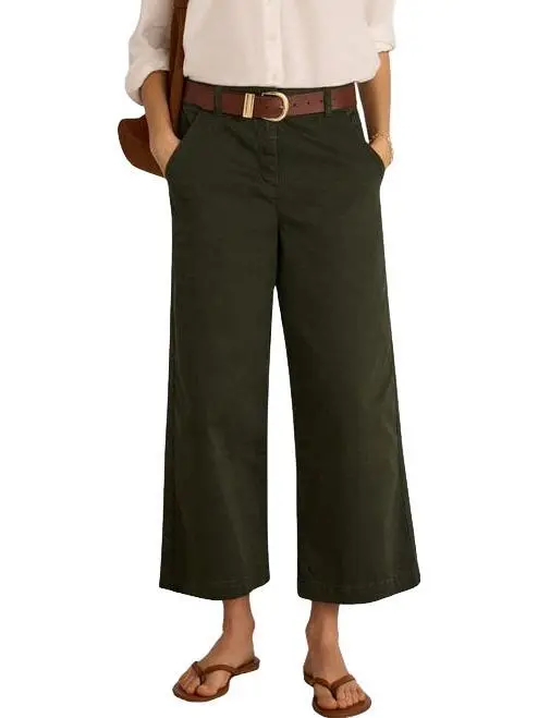 BAUKJEN Brielle Organic Cotton Wide Leg Trousers - Deep Khaki