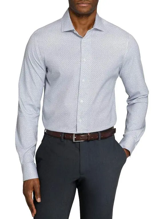 W.R.K Slim Fit Abstract Cross Reworked Dress Shirt - White/grey