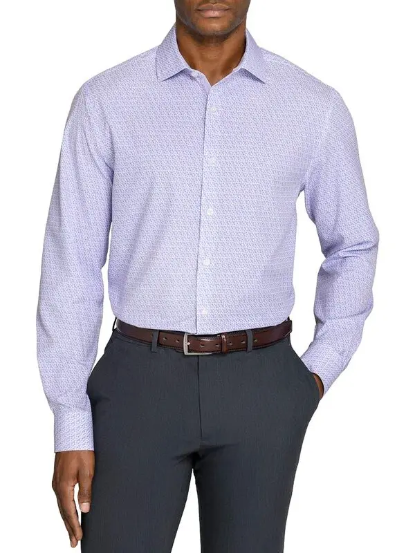 W.R.K Fain Floral Performance Dress Shirt - White/purple