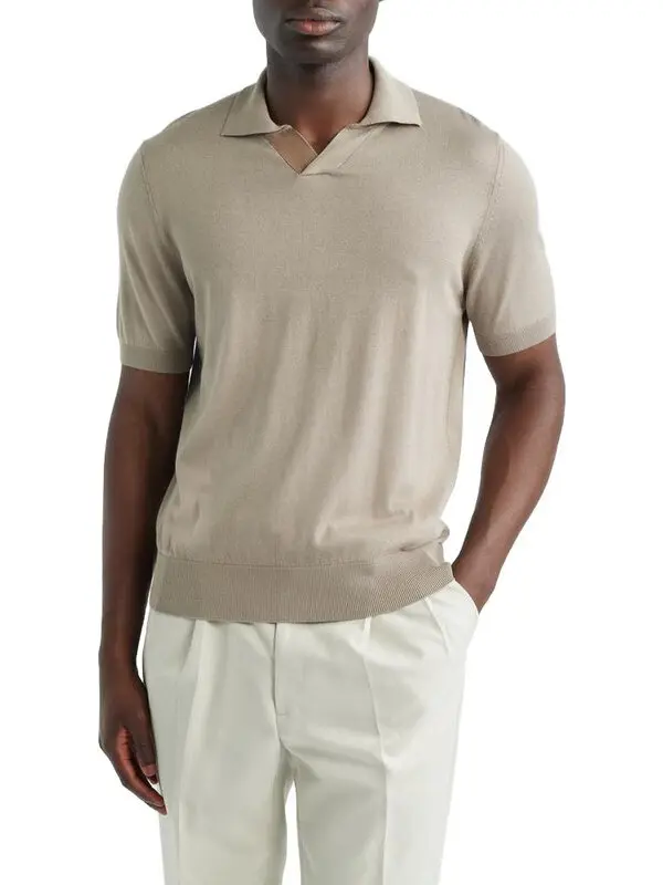 Canali Regular Fit Johnny Collar Polo - Beige