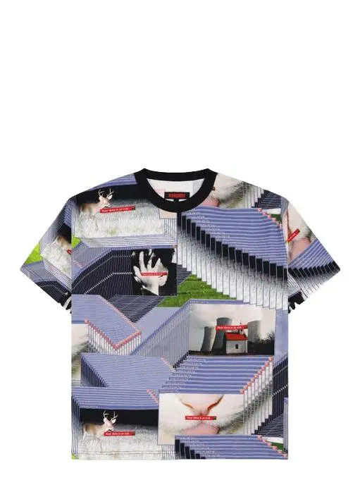 PLEASURES Crash Graphic Print Oversize Cotton T-shirt - Black Multi