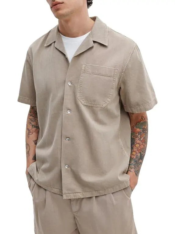 Rag & Bone Resort Short Sleeve Denim Button-up Shirt - Tan