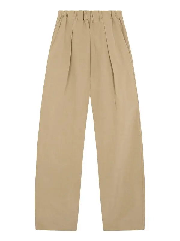 CORTANA Mel High-rise Straight-leg Linen-silk Pants - Khaki