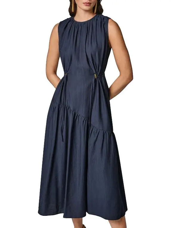 DONNA KARAN WEEKEND Sleeveless Gathered Midi Dress - Nightfall