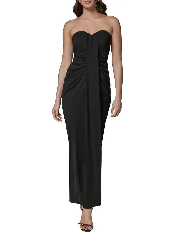 Donna Karan New York Strapless Draped Column Gown - Black