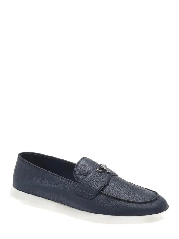 Prada Leather Loafers With Triangular Logo - Baltico