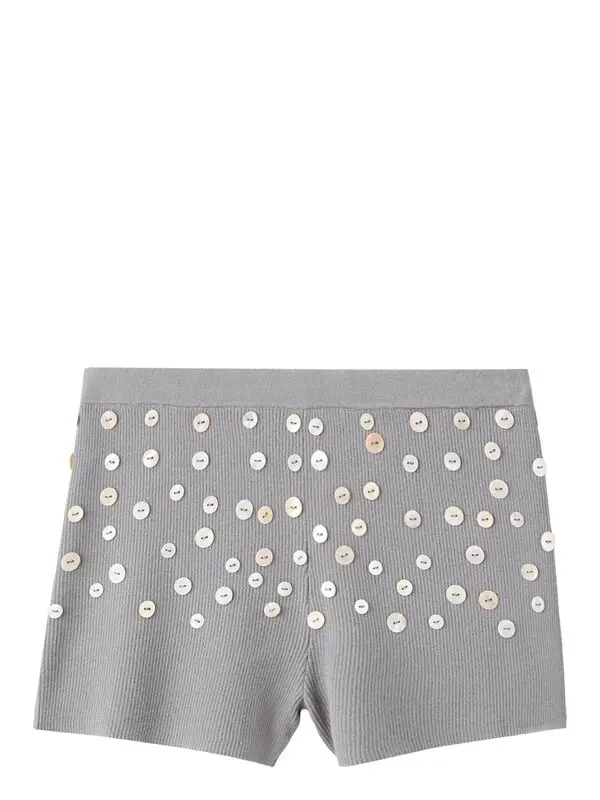 Mango Decorative Button Knit Shorts - Medium Heather Grey