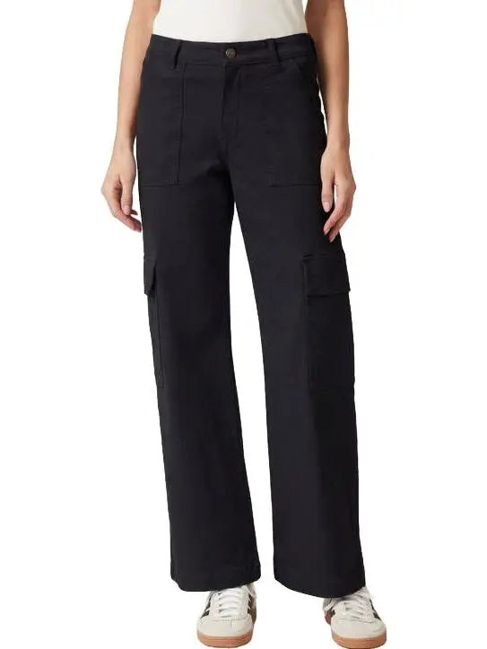 SOLOMON & SAGE High Waist Wide Leg Cargo Pants - Black