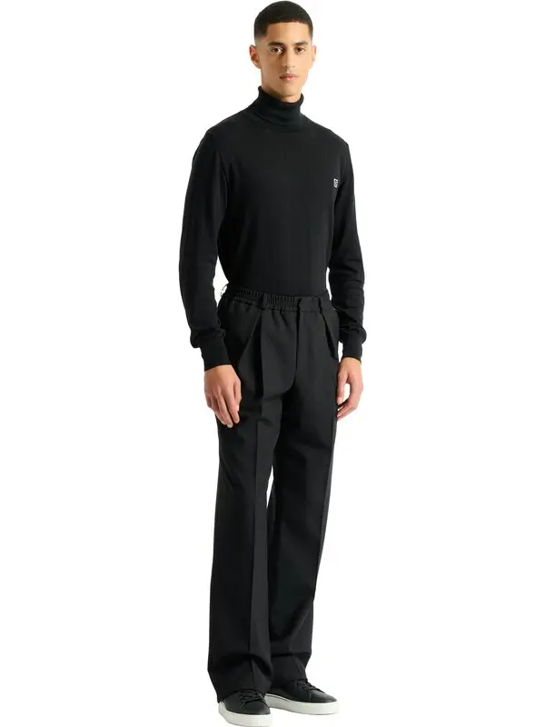 Balmain Wool Twill Trousers - Black
