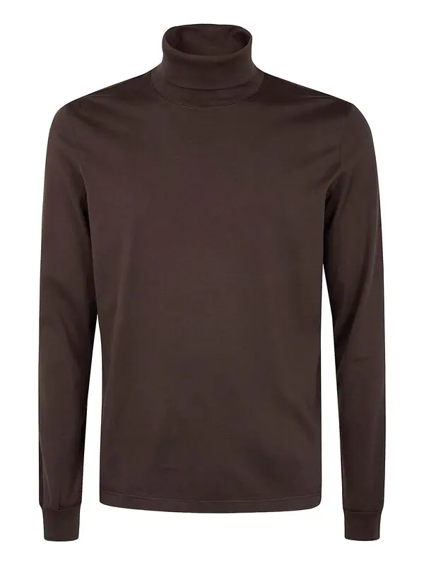 GIRELLI BRUNI Giza Cotton Long Sleeve Turtleneck - Brown