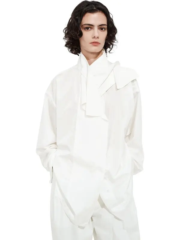 Bottega Veneta Washed Silk Taffeta Shirt - Chalk