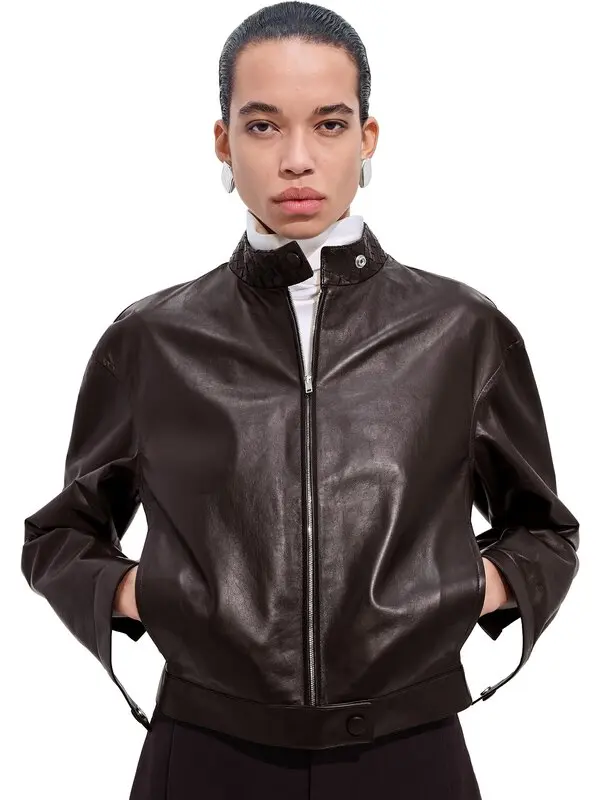 Bottega Veneta Papery Leather Blouson - Ebony